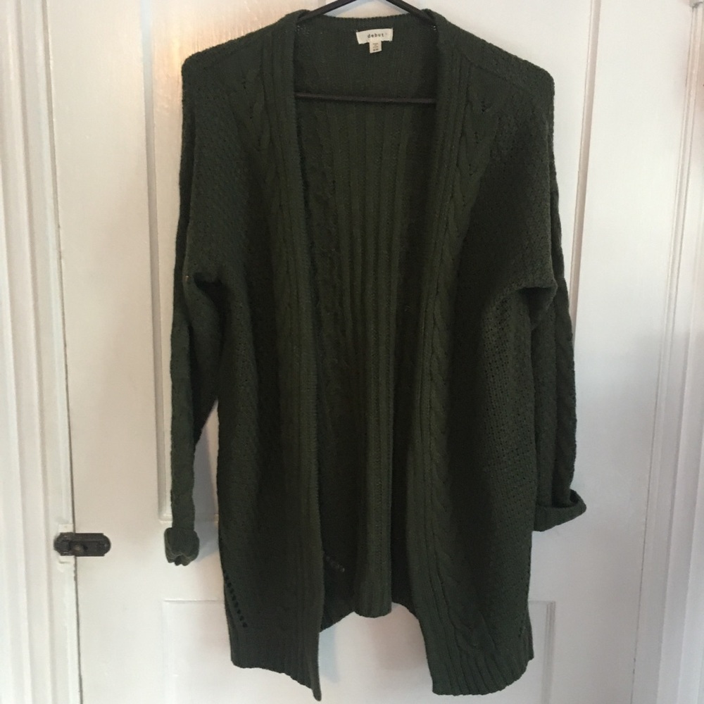 Debut Green Open Cable Knit Cardigan - Gem